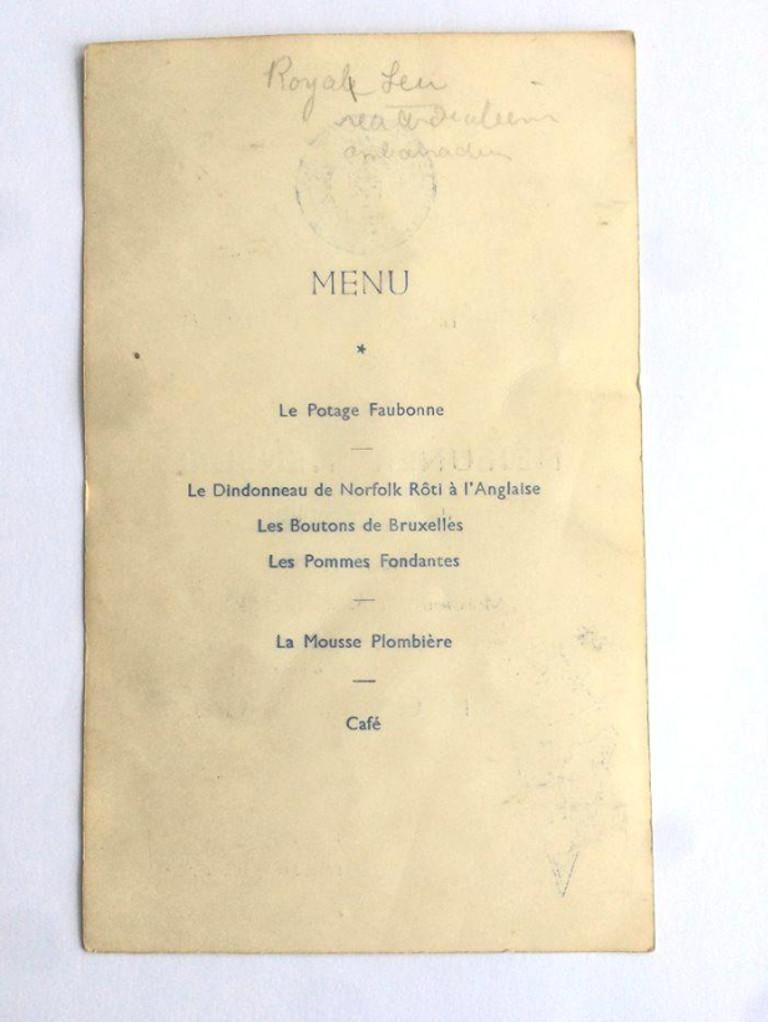 Charles De Gaulle Signed WW2 Menu For Sale at 1stDibs