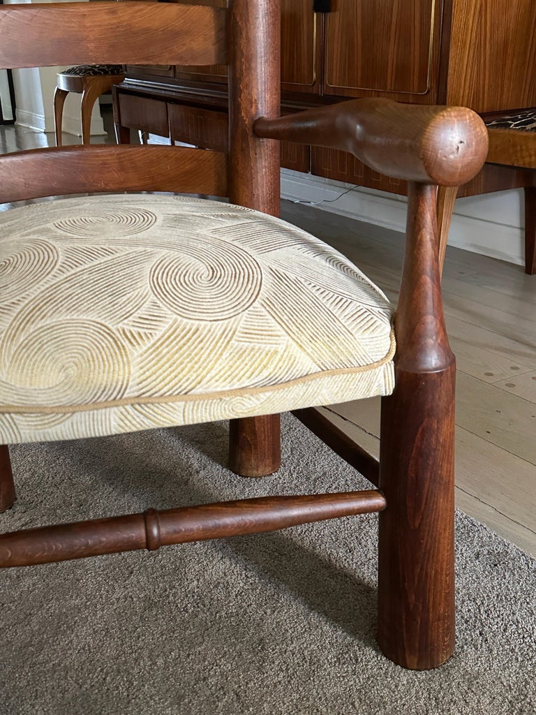 Charles Dudouyt French 1940s Oak Chair For Sale at 1stDibs