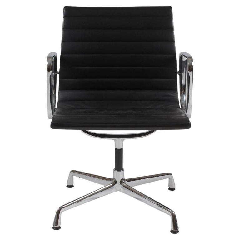 Charles Eames EA-108 Chair with Black Leather For Sale at 1stDibs