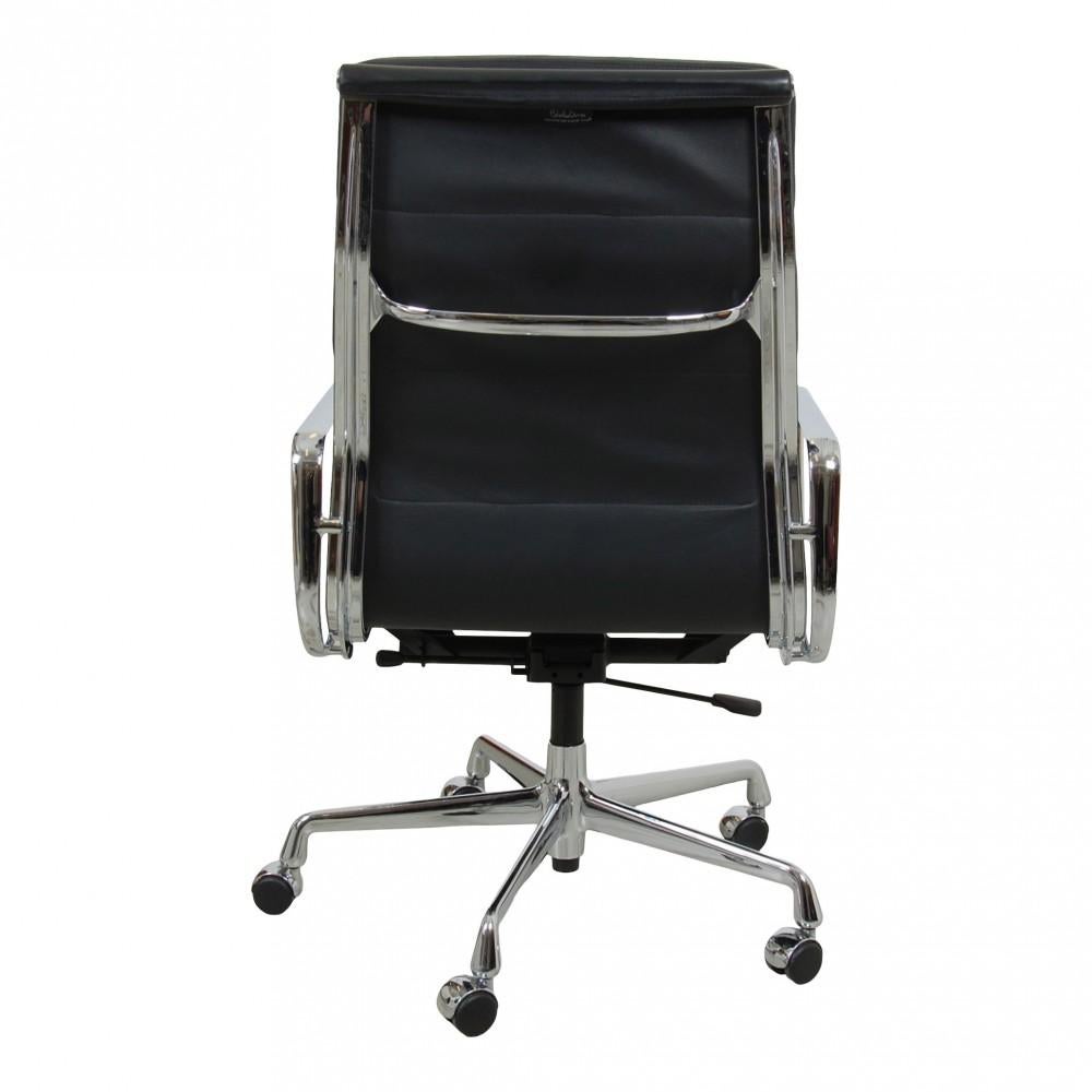 Charles Eames Ea-219 Office Chair Fully Upholstered in Black Leather ...