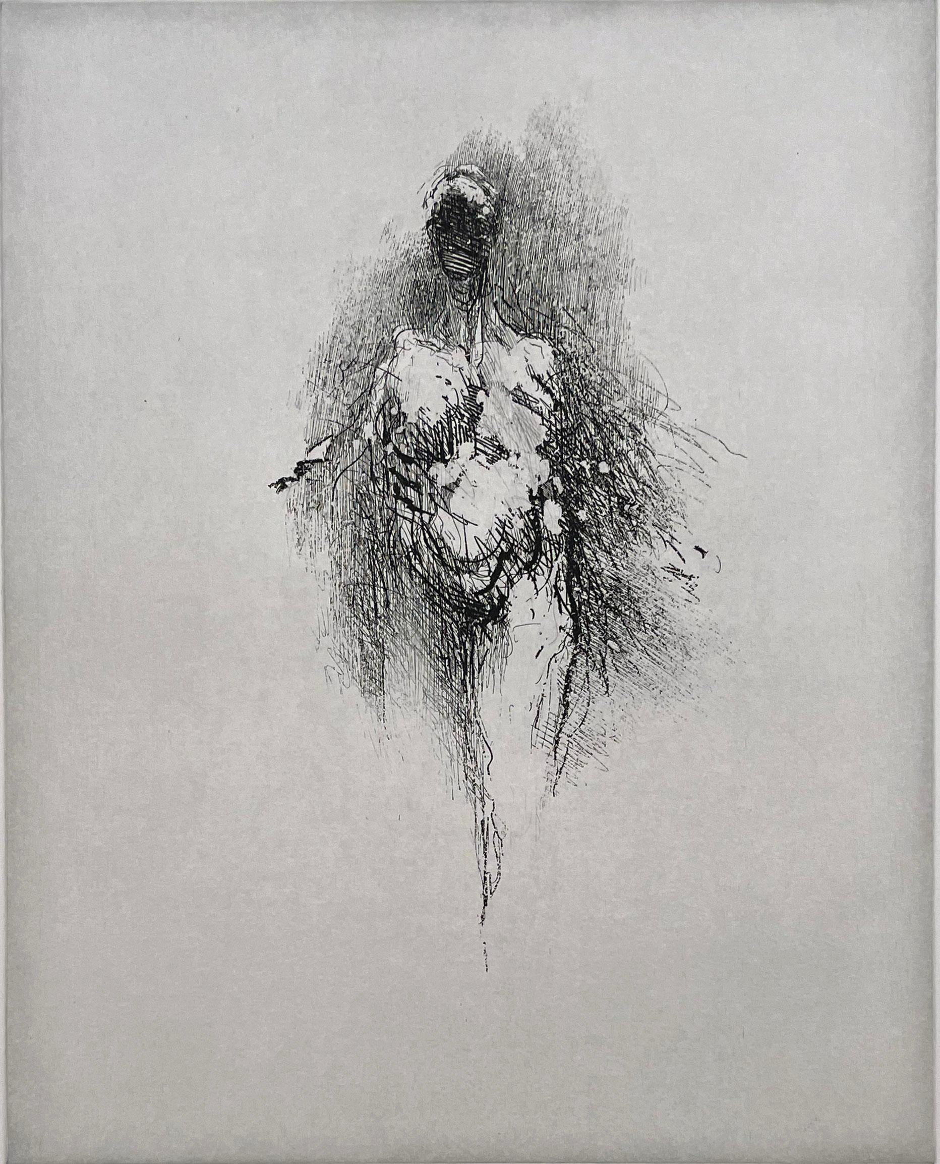 Yannick Ballif - "Red Planet," Acrylic Monoprint with India Ink, circa ...