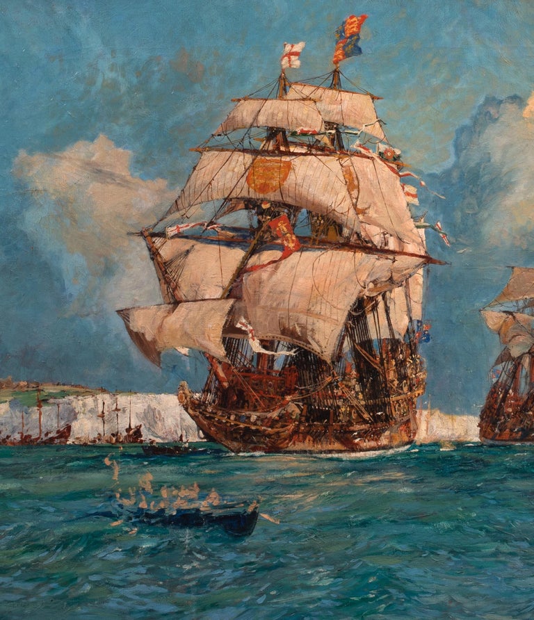Charles Edward Dixon 1 - The Queen's Ships off Dover Circa 1588, 19th ...
