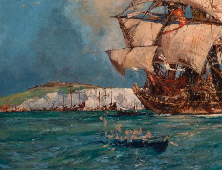 Charles Edward Dixon 1 - The Queen's Ships off Dover Circa 1588, 19th ...