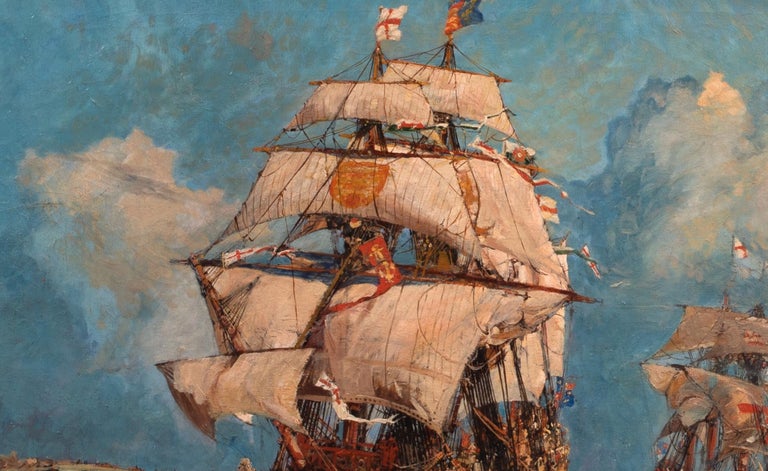 Charles Edward Dixon 1 - The Queen's Ships off Dover Circa 1588, 19th ...