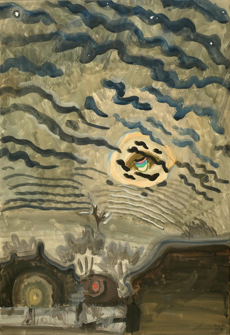 Charles E. Burchfield - Night Sky Over Roof For Sale at 1stDibs