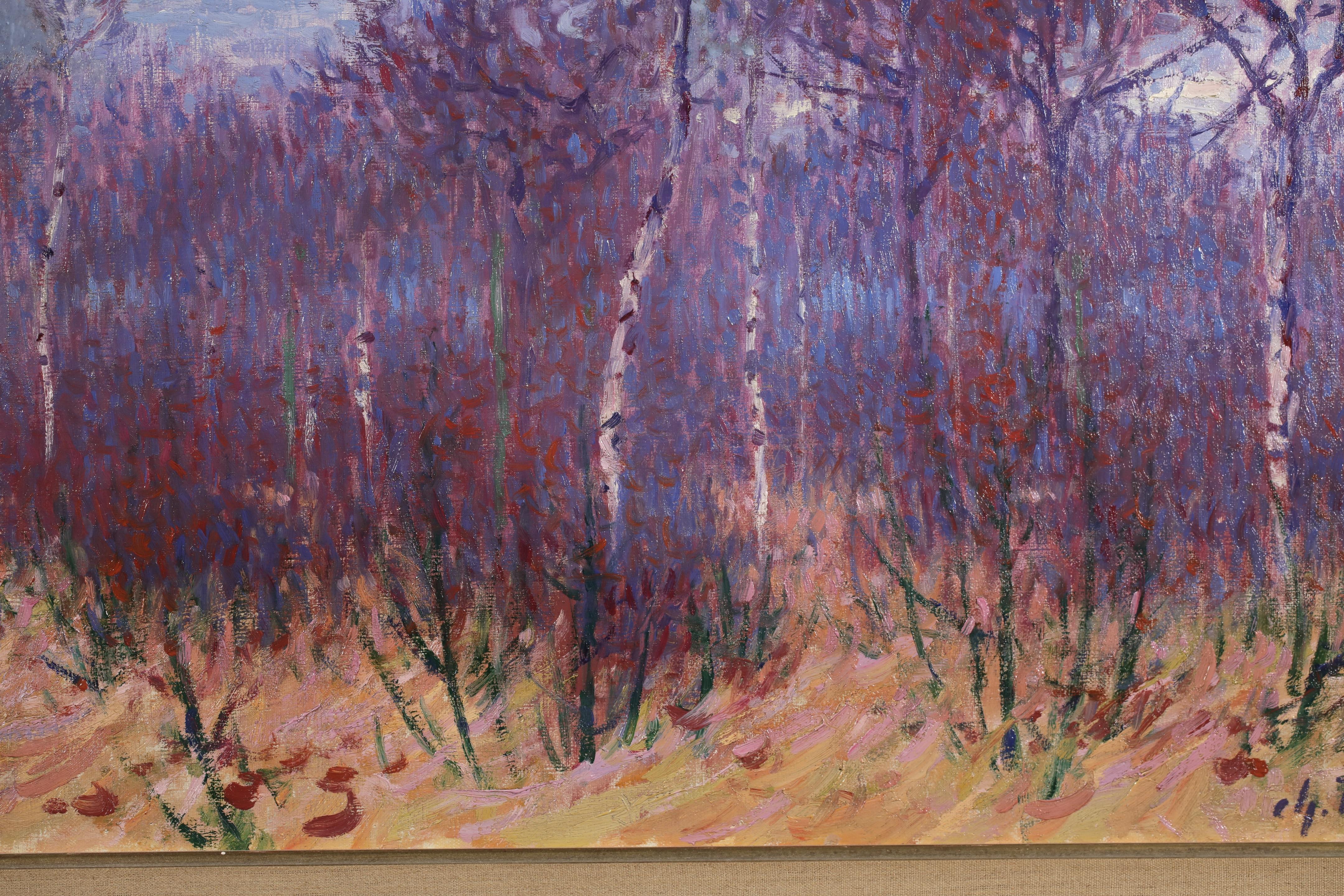 Charles Frechon - Sous bois en hiver - Impressionist Landscape Oil ...