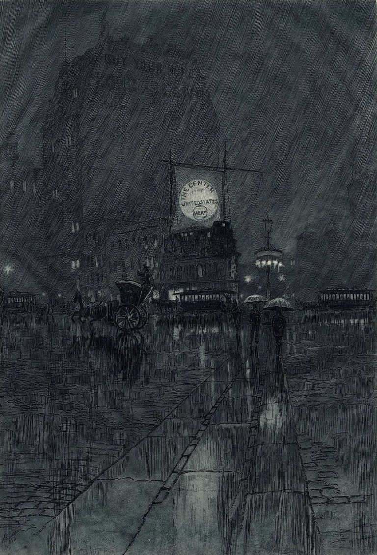 Charles Frederick William Mielatz - Rainy Night, Madison Square NYC ...