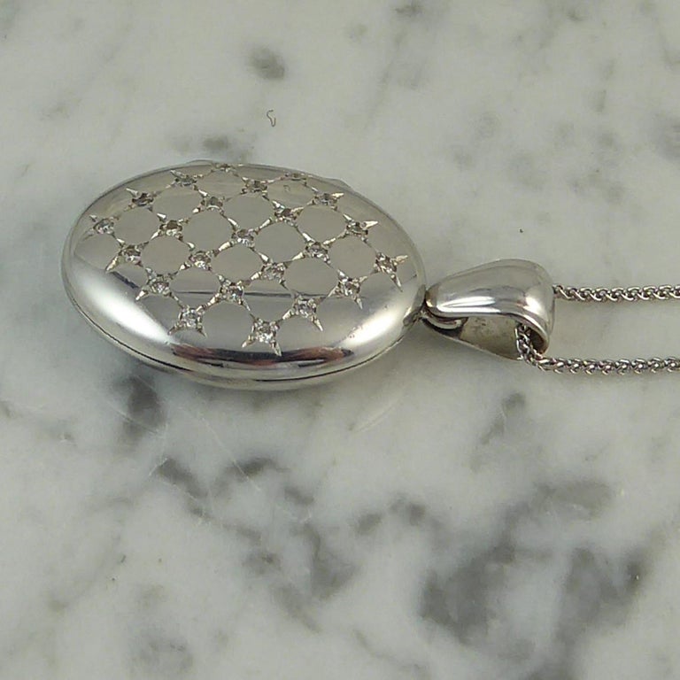 Charles Green Diamond Locket and Chain, Pre-Owned, 18 Carat Gold, Hand ...
