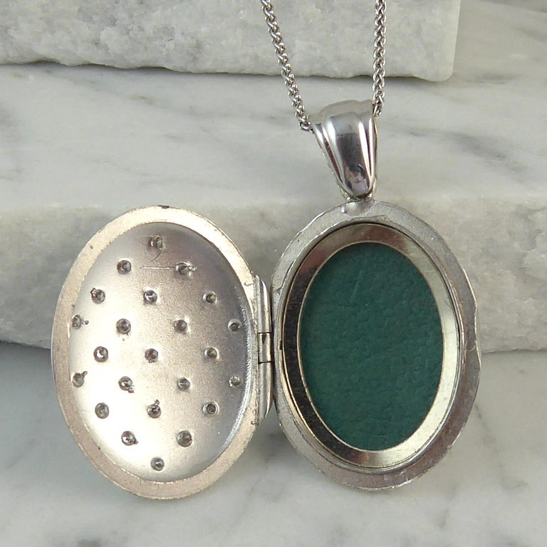 Charles Green Diamond Locket and Chain, Pre-Owned, 18 Carat Gold, Hand ...