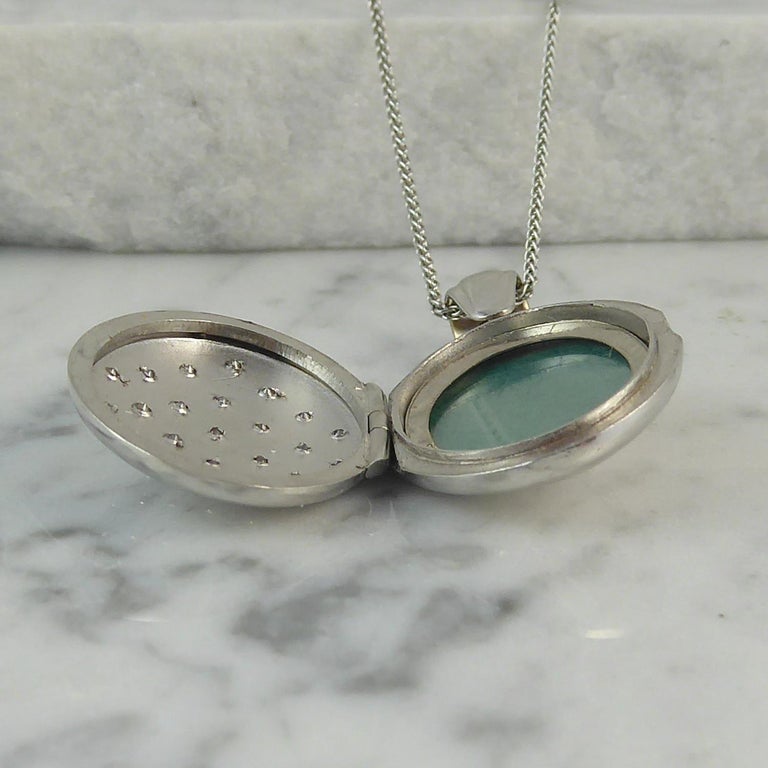 Charles Green Diamond Locket and Chain, Pre-Owned, 18 Carat Gold, Hand ...