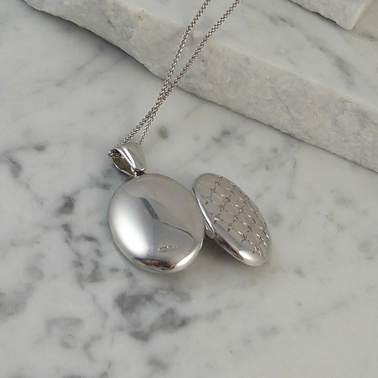 Charles Green Diamond Locket and Chain, Pre-Owned, 18 Carat Gold, Hand ...