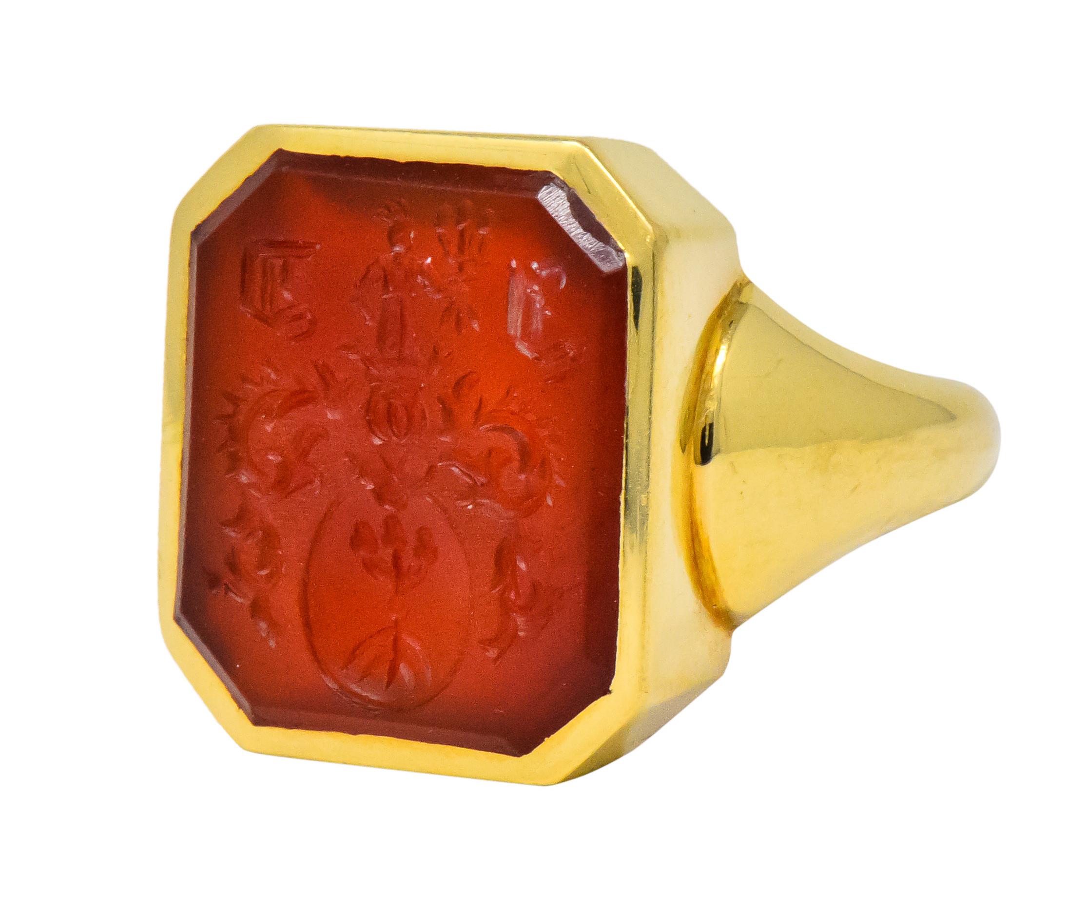 Charles Green and Son English Carnelian Intaglio 18 Karat Gold Unisex ...