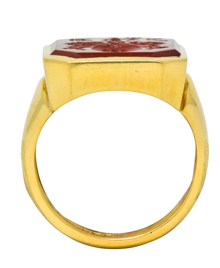 Charles Green and Son English Carnelian Intaglio 18 Karat Gold Unisex ...