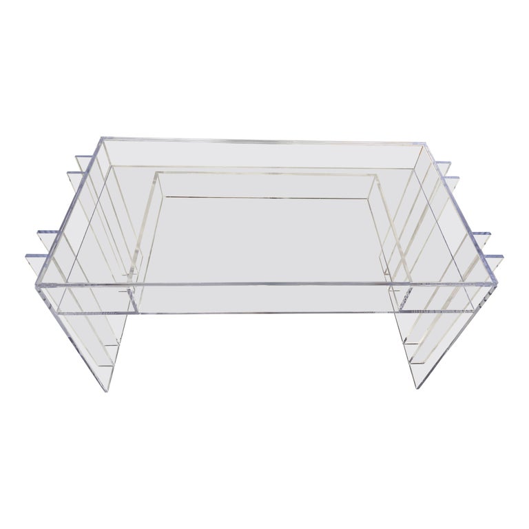 Charles Hollis Jones Blade Line Lucite Desk at 1stDibs