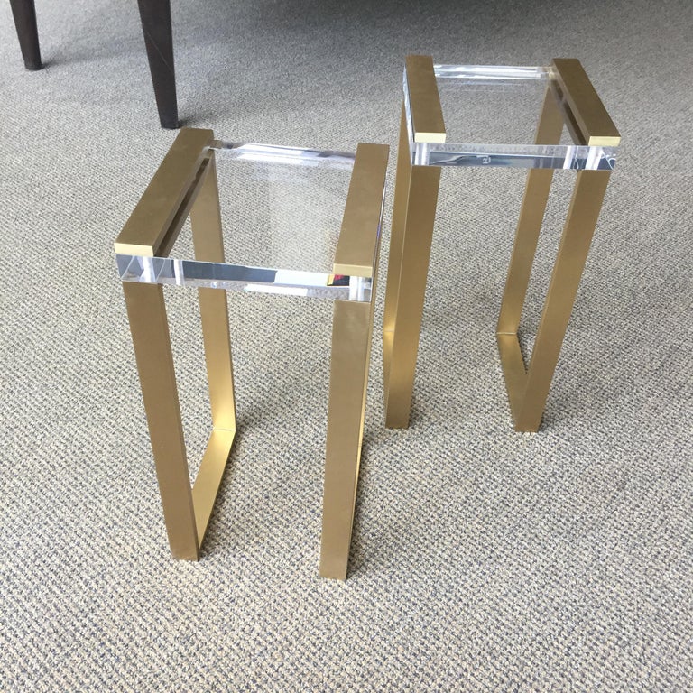 Charles Hollis Jones, "Box" Line Tables in Brass and Lucite For Sale at ...