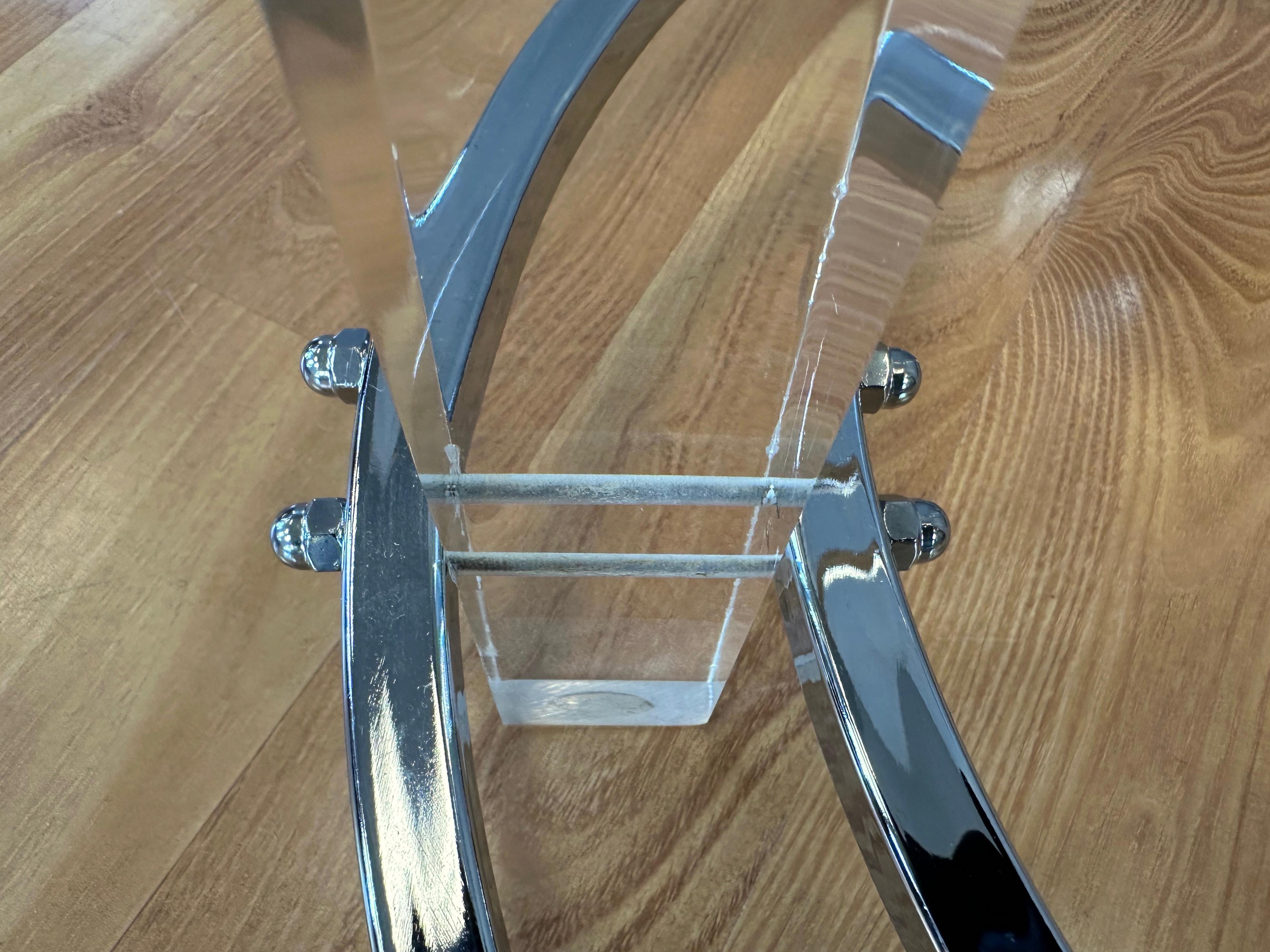 Charles Hollis Jones Lucite and Chrome Circular Side Table or End Table ...