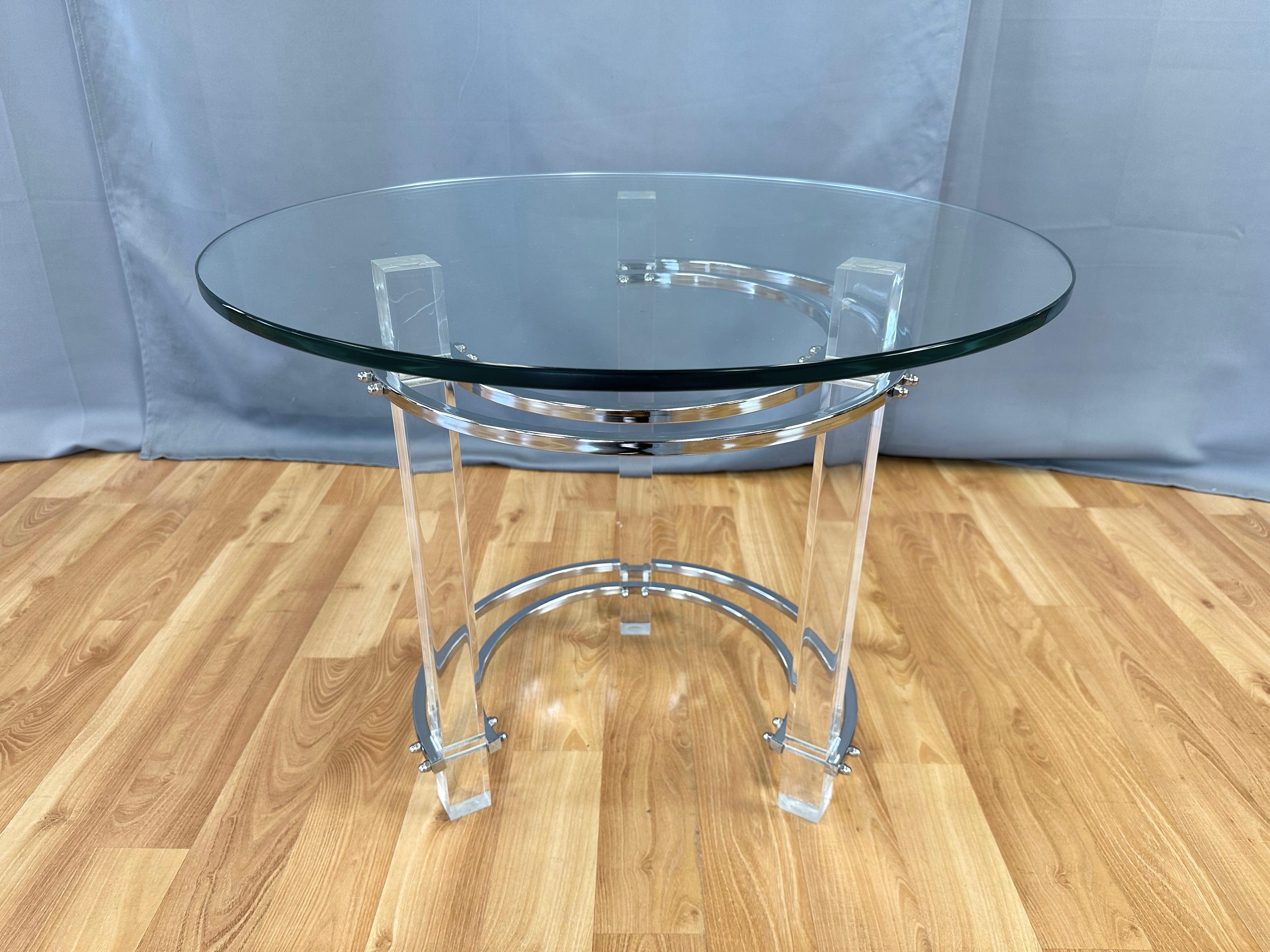 Charles Hollis Jones Lucite and Chrome Circular Side Table or End Table ...