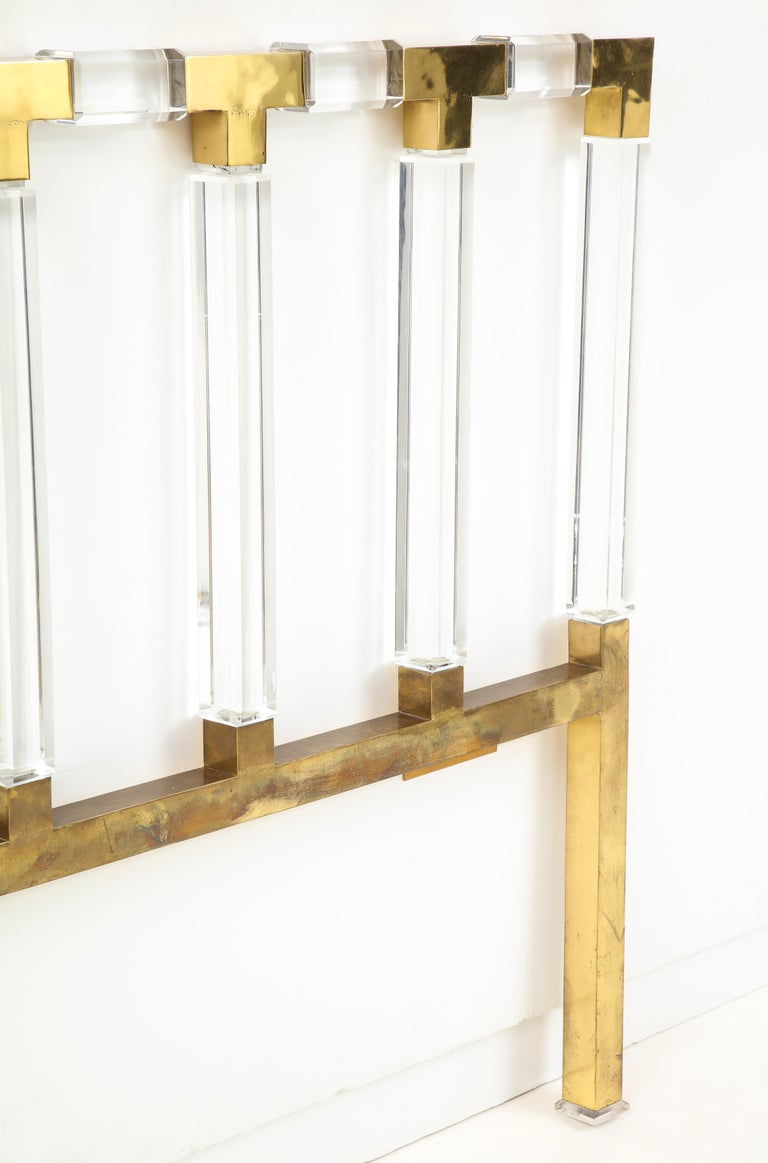 Charles Hollis Jones Lucite, Brass Headboard For Sale at 1stDibs
