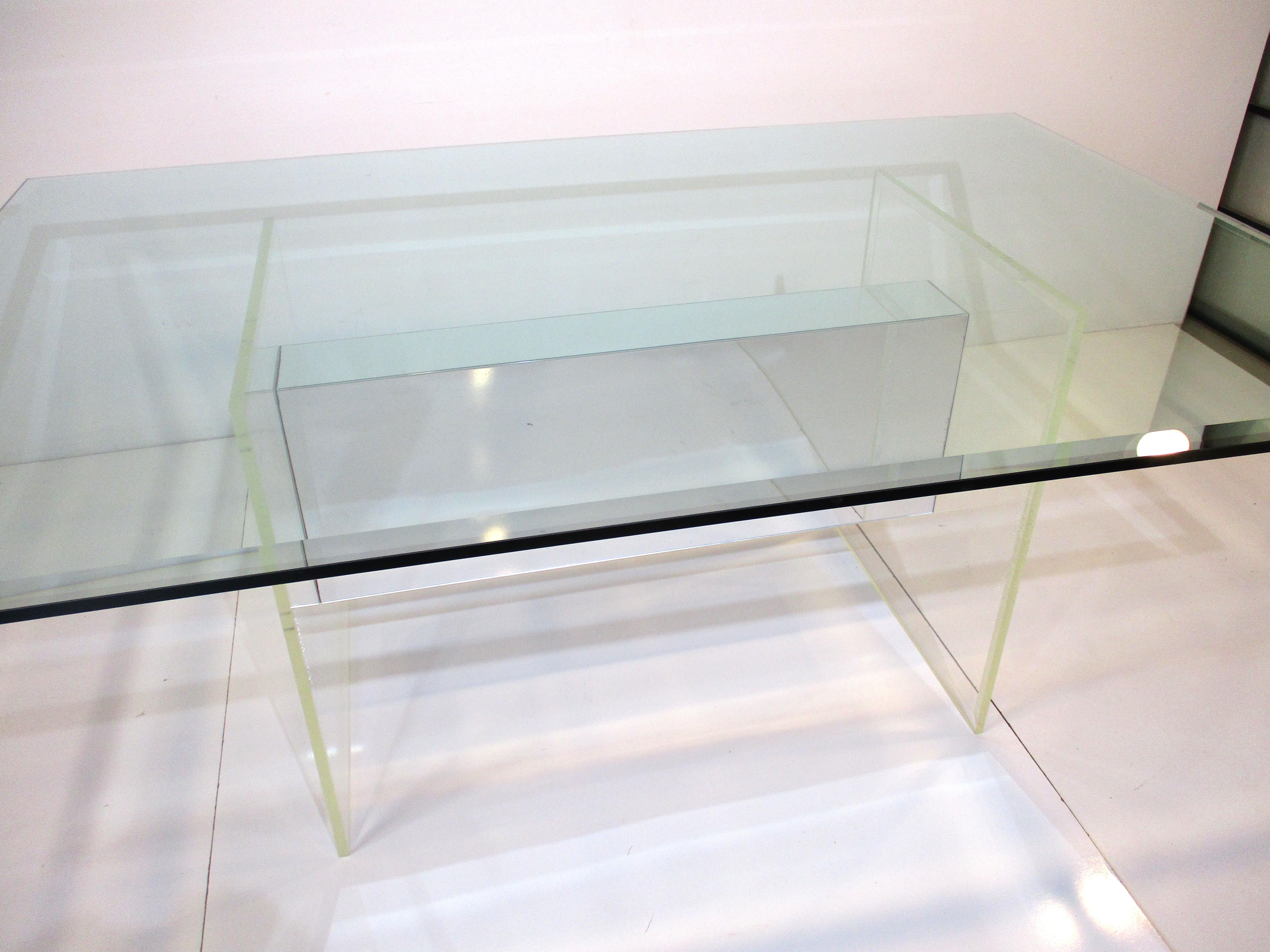 Charles Hollis Jones Lucite / Glass Dining Table For Sale at 1stDibs