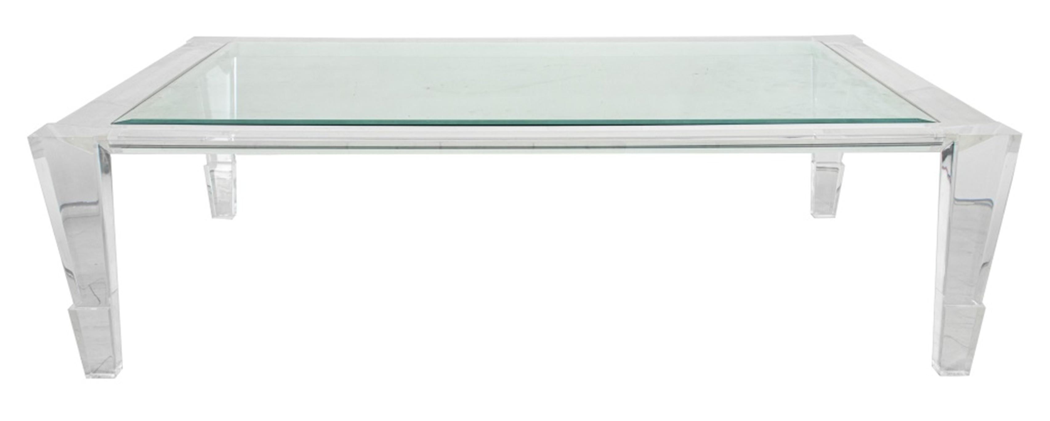 Charles Hollis Jones Manner Acrylic and Glass Table For Sale at 1stDibs