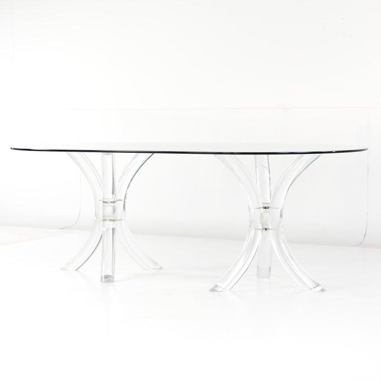 Charles Hollis Jones Mid Century Double Pedestal Lucite Dining Table ...