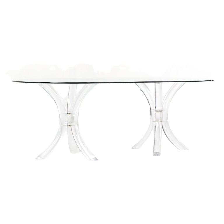 Charles Hollis Jones Mid Century Double Pedestal Lucite Dining Table ...
