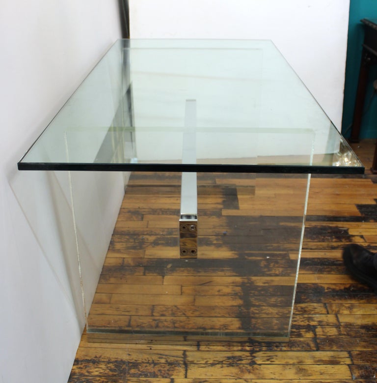 Charles Hollis Jones Mid-Century Modern Lucite Base Desk with Glass Top ...