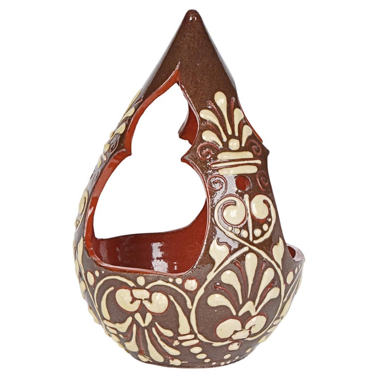 Charles Hubert Brannam Arts and Crafts Slip Decorated Hanging Posy ...