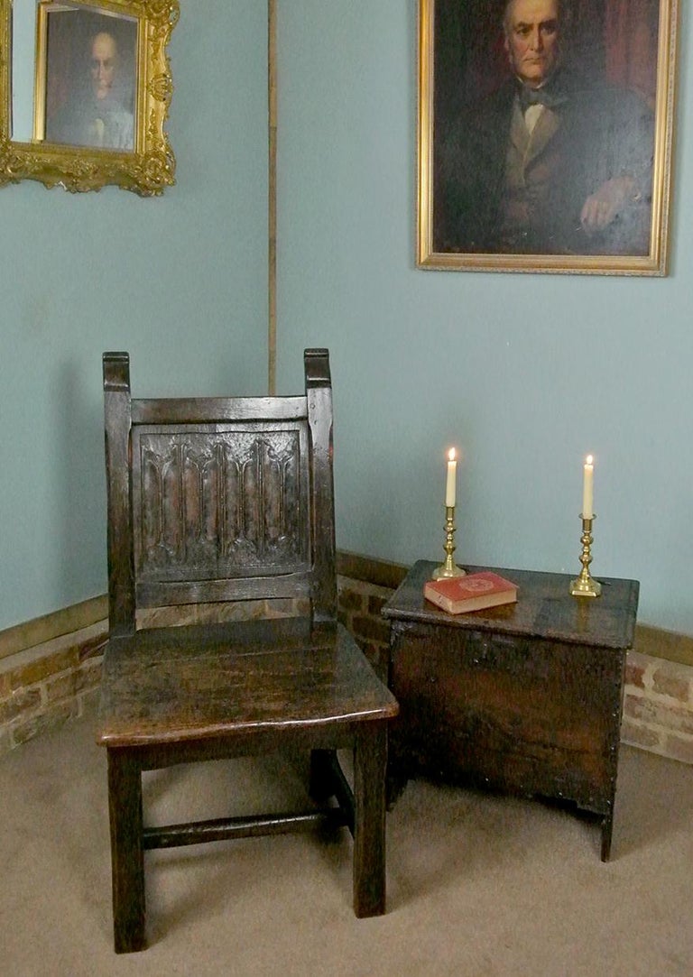 Charles I Oak Chair with Linen Fold Back Panel c.1640 For Sale at 1stDibs
