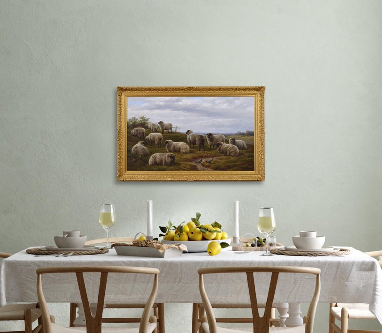 Charles Jones (b.1836) - 19th Century landscape oil painting of Sheep ...