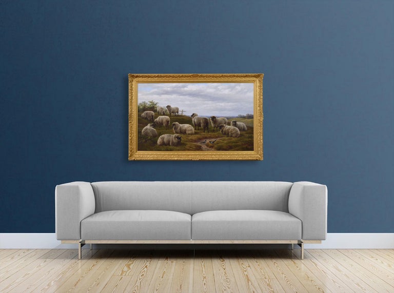 Charles Jones (b.1836) - 19th Century landscape oil painting of Sheep ...