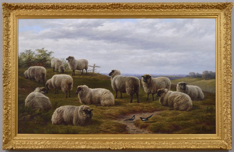 Charles Jones (b.1836) - 19th Century landscape oil painting of Sheep ...