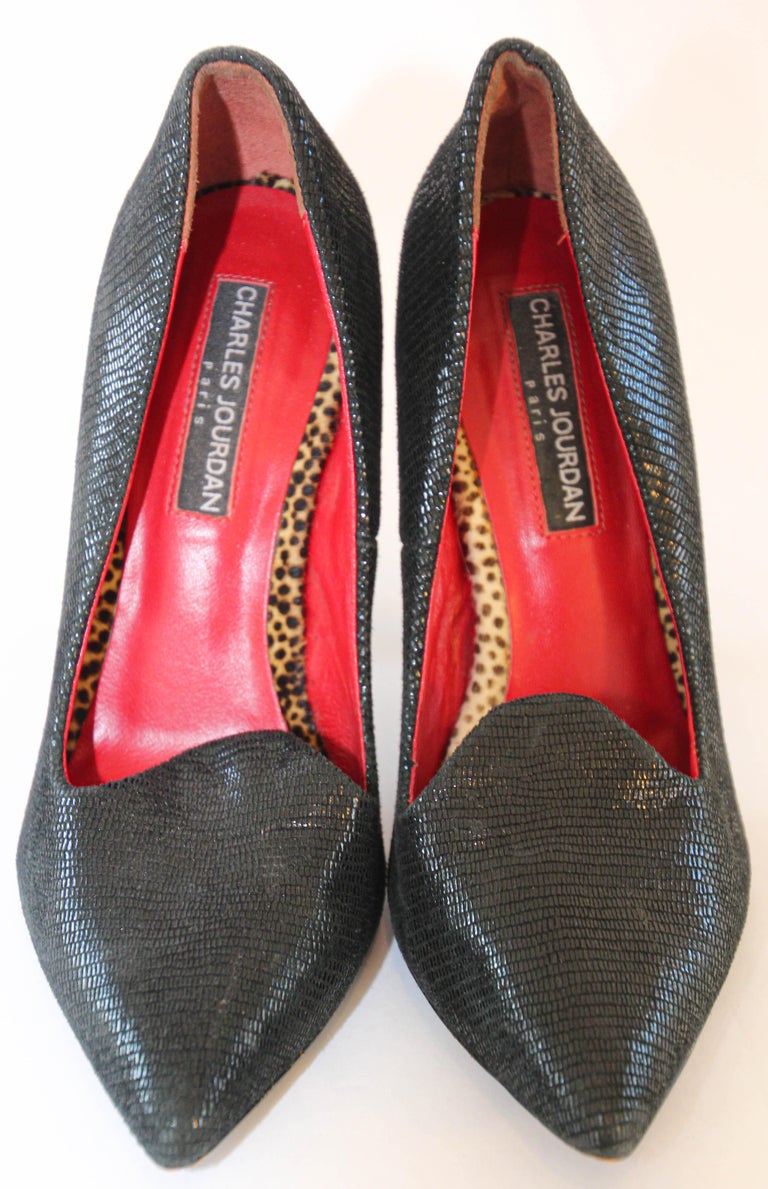 Charles Jourdan Paris Shoes Heels Black Suede 1990s For Sale at 1stDibs