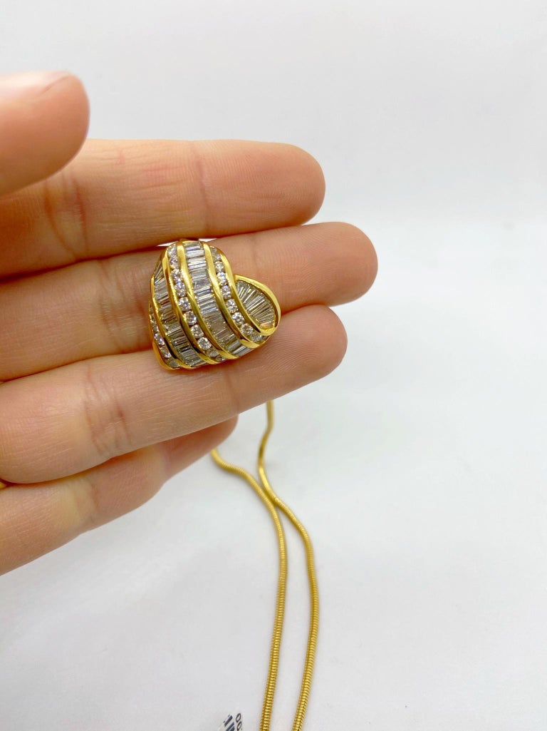 Charles Krypell 18 Karat Yellow Gold, 2.21 Carat Diamond Heart Pendant ...