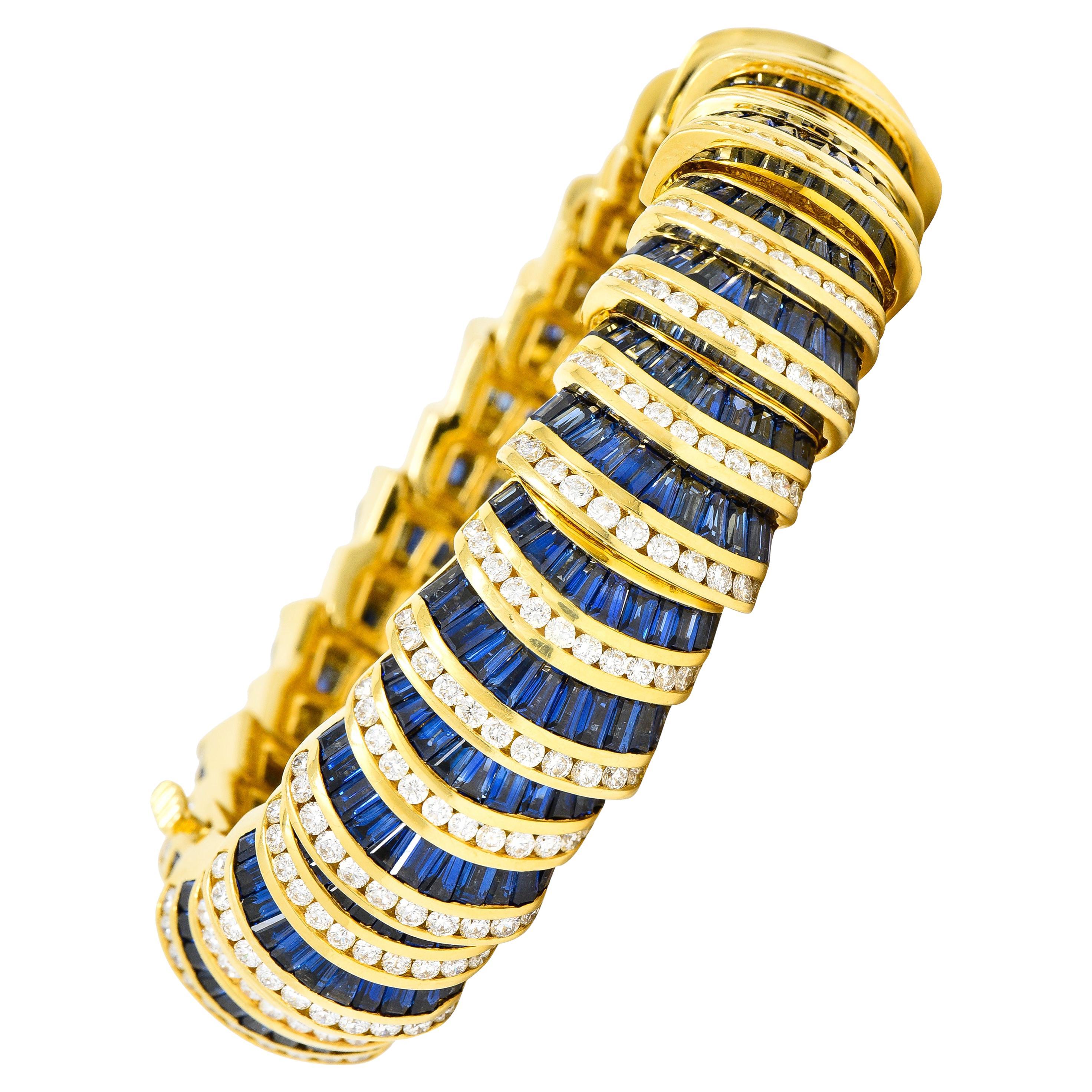 Charles Krypell Emerald Diamond Platinum Bracelet For Sale at 1stDibs