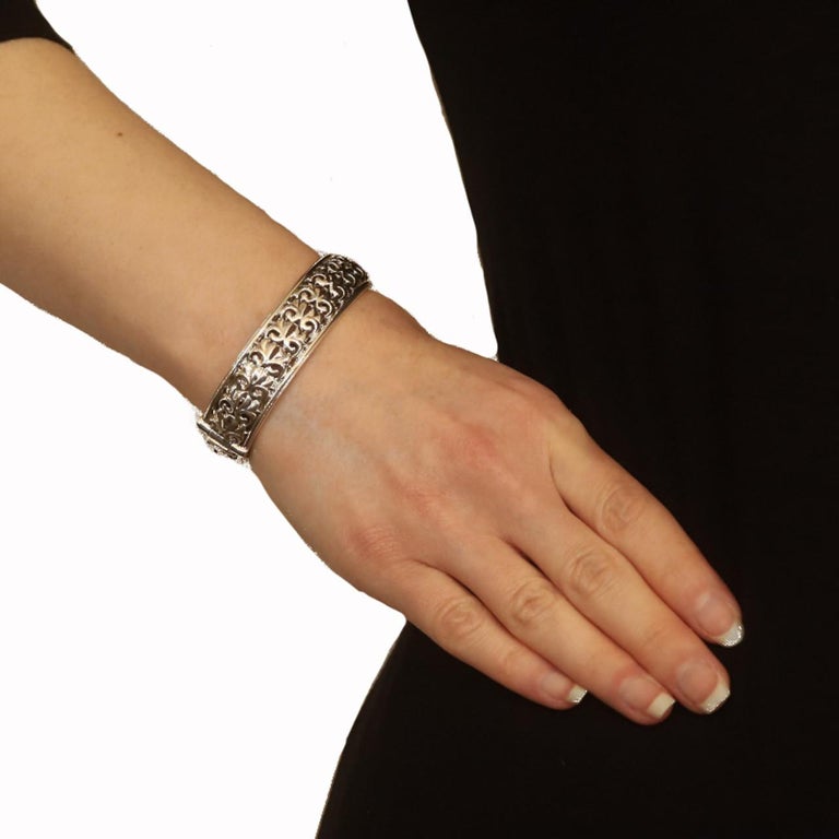 Charles Krypell Ivy Fleur De Lis Cuff Bracelet 6 1/4" Sterling Silver ...