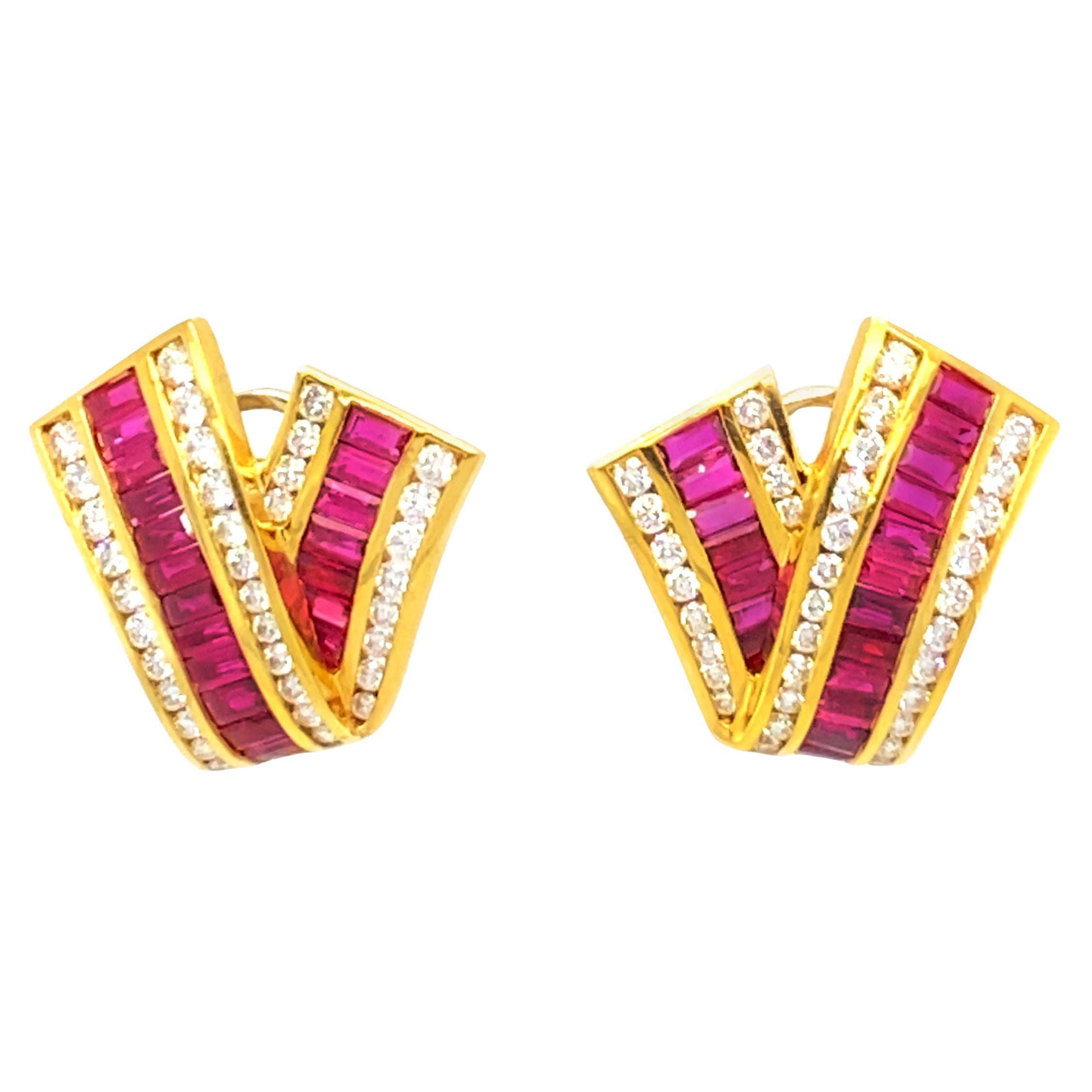 Charles Krypell Aquamarine Sapphire Diamond Gold Earrings at 1stDibs