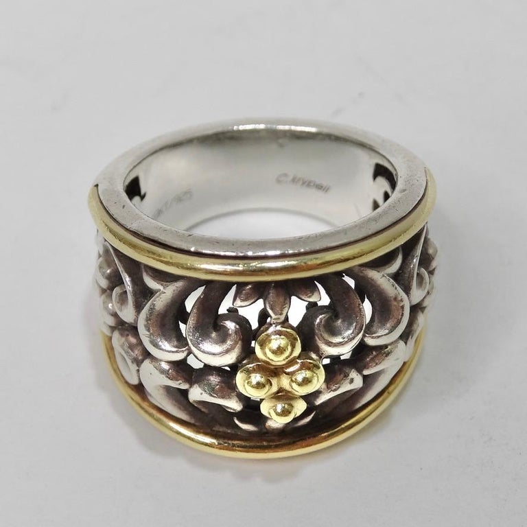 Charles Krypell Sterling Silver and 18K Gold Ivy Dome Ring For Sale at ...