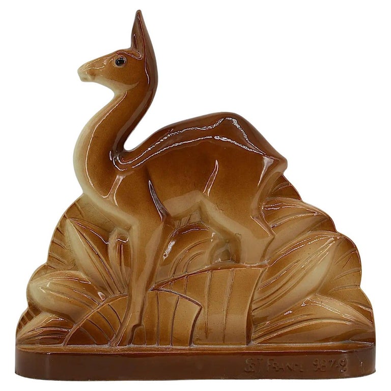 Charles Lemanceau French Art Deco Big Lama Statue, 1930s For Sale at ...