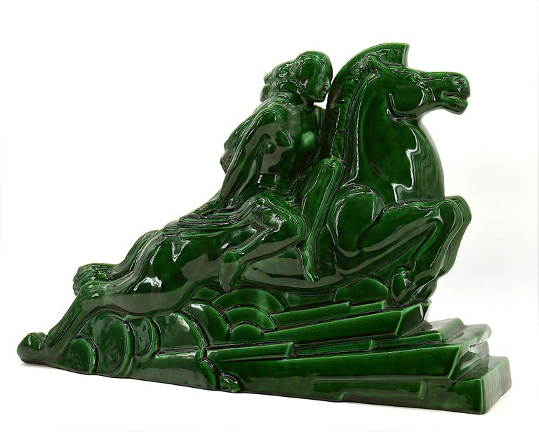 Charles Lemanceau French Art Deco Valkyrie Statue, 1930s at 1stDibs