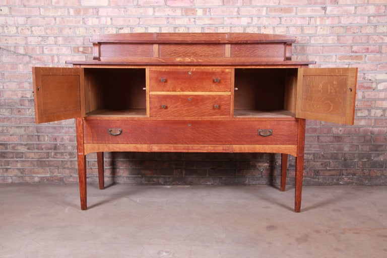 Charles Limbert Mission Oak Arts and Crafts Sideboard Credenza, circa ...