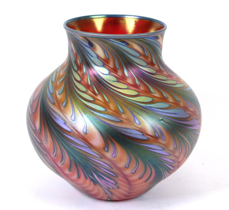 Charles Lotton Modern Art Glass Iridescent Vase at 1stDibs | charles ...