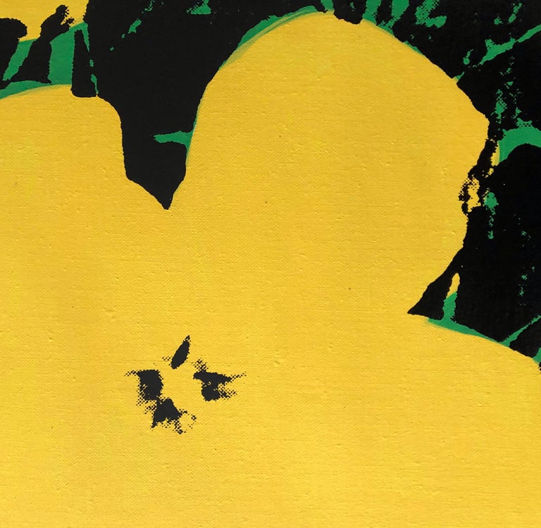 Charles Lutz - Denied Andy Warhol Flowers, (Yellow) Silkscreen linen Painting by Charles Lutz ...