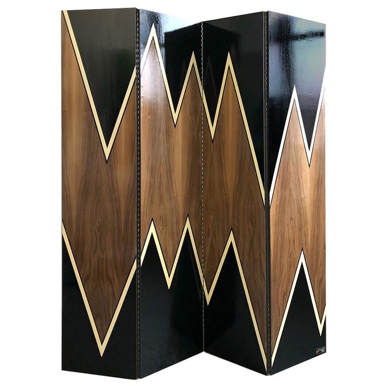 Charles Lutz - Volatility Screen, Contemporary Art Room Divider Walnut ...