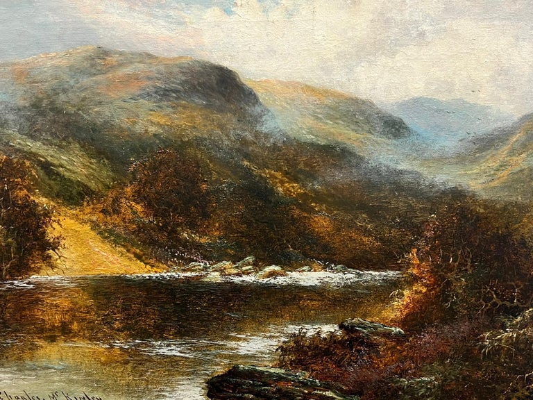 Charles M.C Kinley - Antique Scottish Highlands Golden Landscape River ...