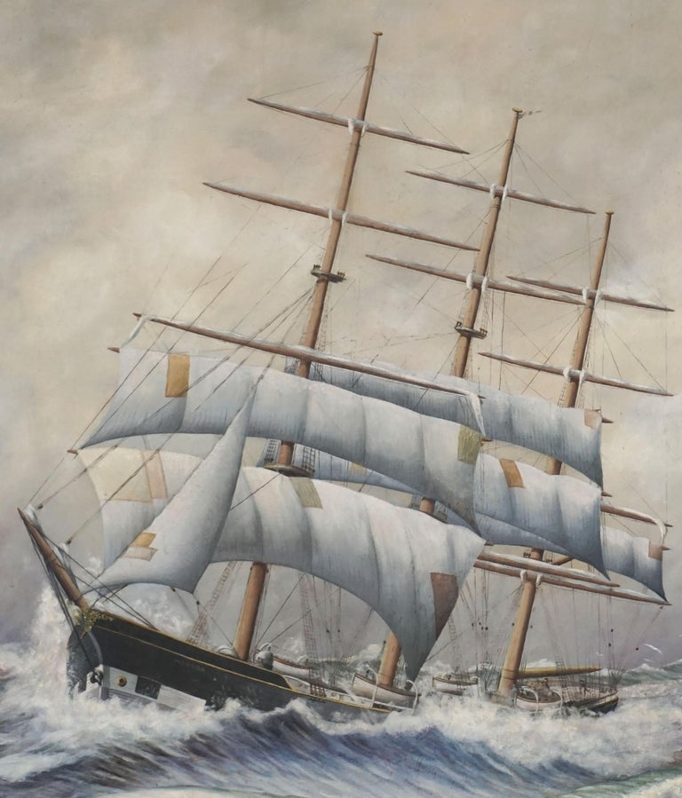Charles Miller - Large Scale Maritime Painting -- Three Masted Braque ...
