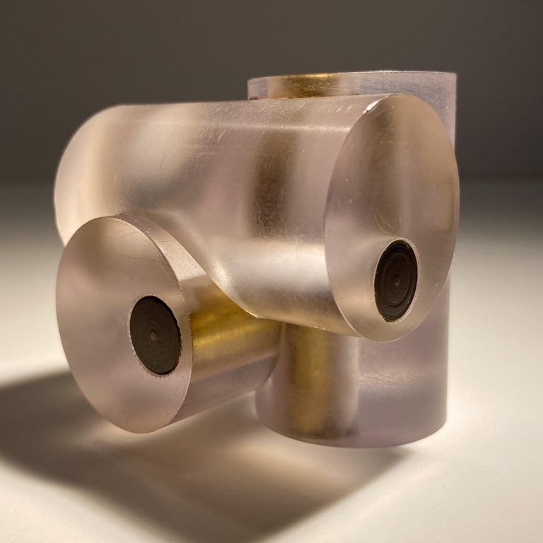 Charles O. Perry Sculptural Puzzle in Plexiglass and Brass at 1stDibs
