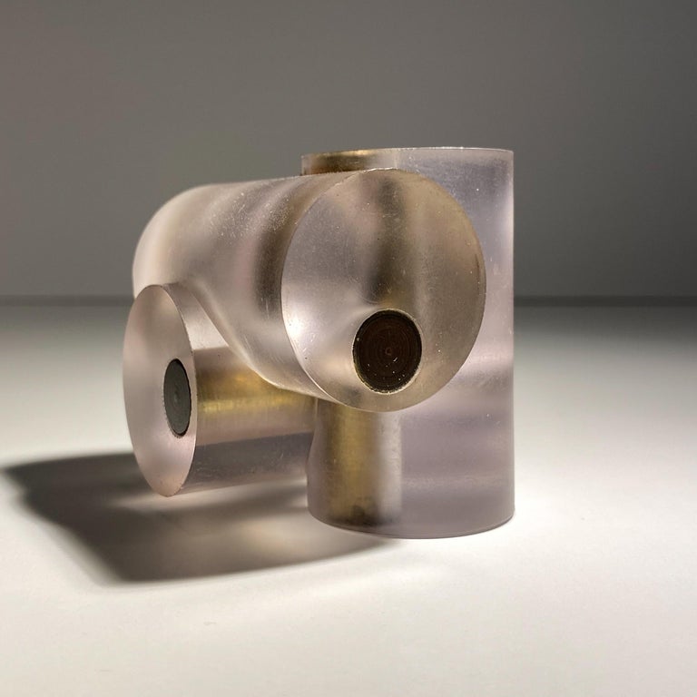 Charles O. Perry Sculptural Puzzle in Plexiglass and Brass at 1stDibs