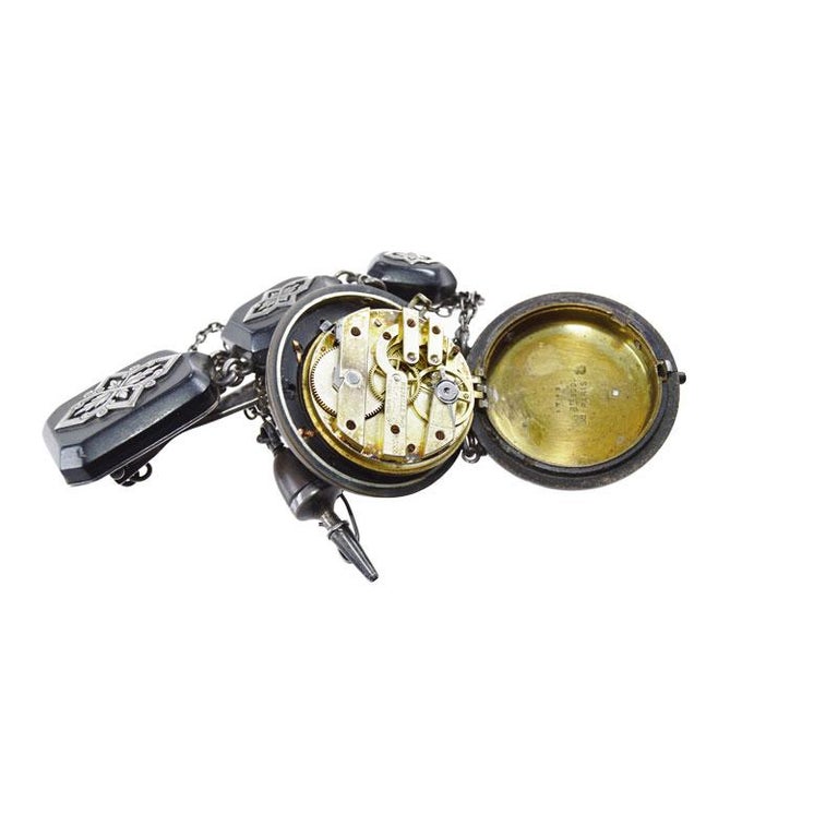 Charles Oudin Silver Chatelain Cartouche Bezel Pendant Watch For Sale ...