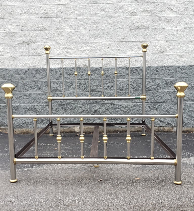 Charles P. Rogers French Polished Aluminium and Brass Queen Size ...
